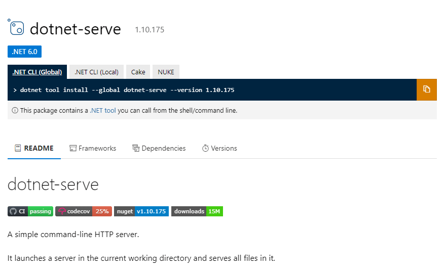 dotnet serve 一行命令开启本地 Web 服务_工具_开发_端口