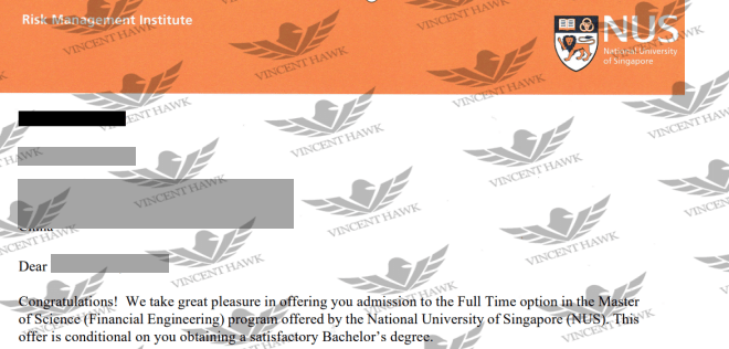 2024 VH Offer | NUS录取+7，MFE/QF/Mfin/MAI/MiM多点开花_金融_项目_专业