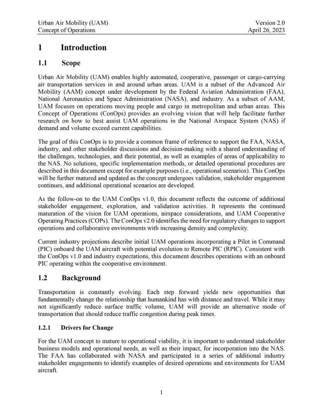 美国联邦航空管理局：城市空中交通 (UAM) 运营概念V2.0（英）_操作_环境_支持
