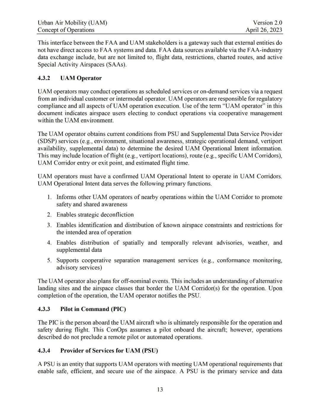美国联邦航空管理局：城市空中交通 (UAM) 运营概念V2.0（英）_操作_环境_支持