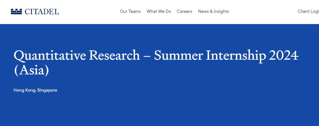 香港岗位 | Citadel开放2024 Quantitative Research岗位，尽快投递！_in_求职_Strong