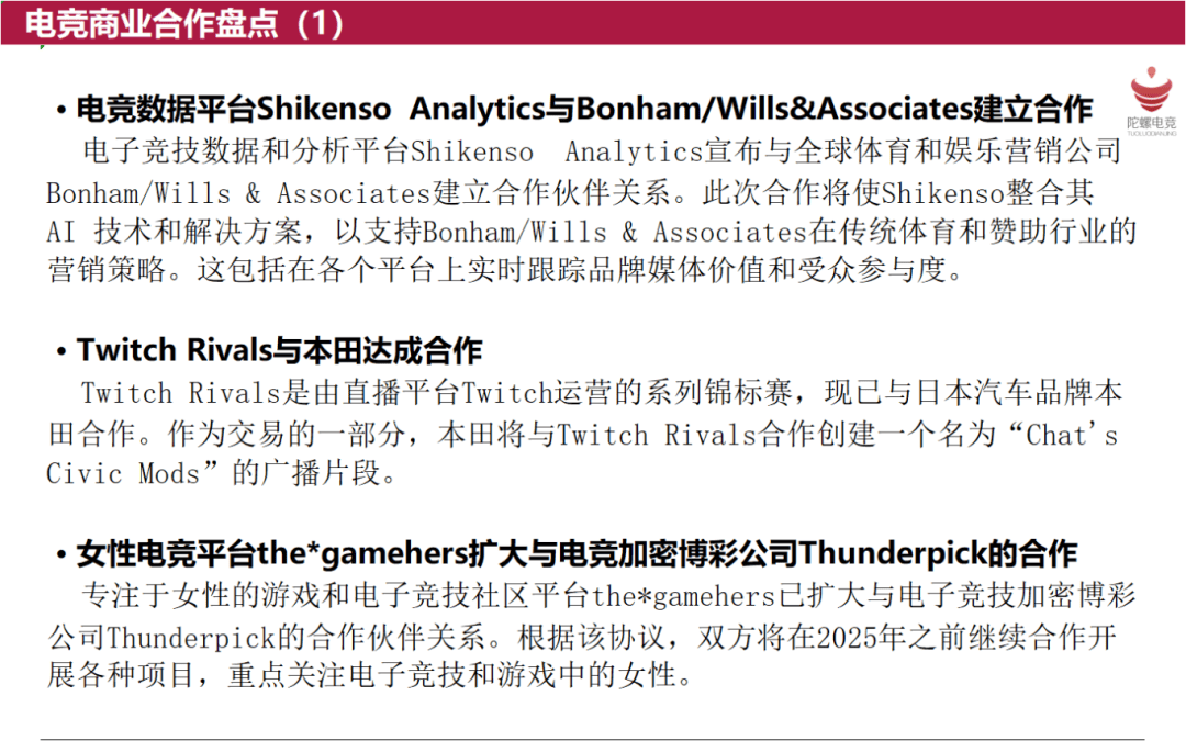 陀螺电竞周报丨EDG斩获2024VCT CN联赛年度总冠军；V社公布2025年《CS 2》赛事举办新规_合作_Tang_组织