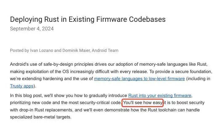 Android 全力押注 Rust，Linux 却在原地踏步？谷歌：用 Rust 重写固件太简单了！_内核_内存_语言