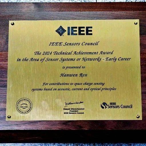 祝贺！华北电力大学任瀚文老师荣获IEEE传感委员会青年学者技术成就奖_电气_Sensors_领域