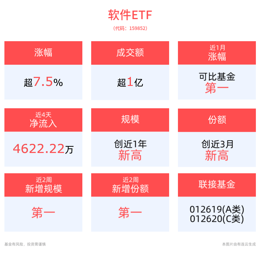 DeepSeek大模型引爆AI行情，软件ETF(159852)上涨7.51%_服务指数_方面_权重股