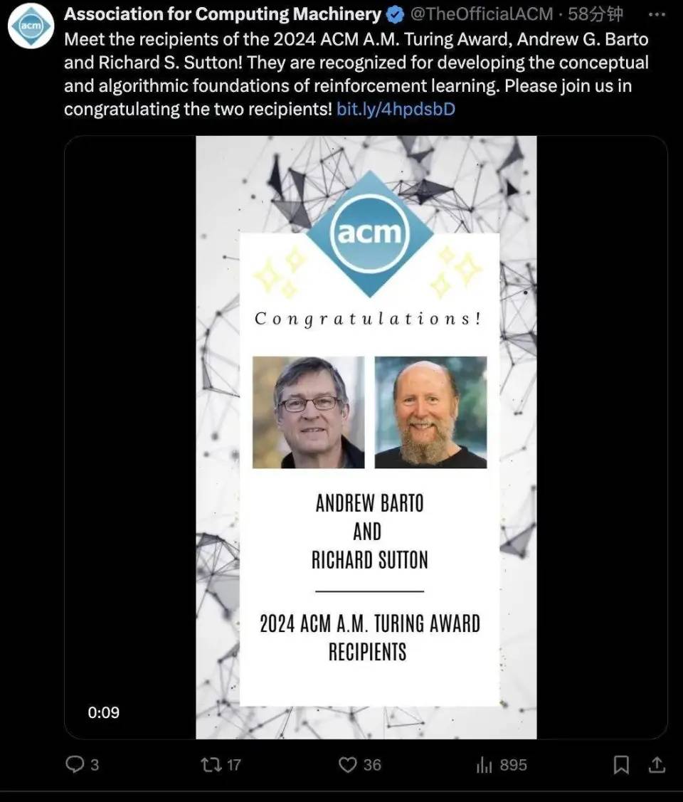2024图灵奖颁给强化学习之父与其导师_Sutton_Barto_Richard