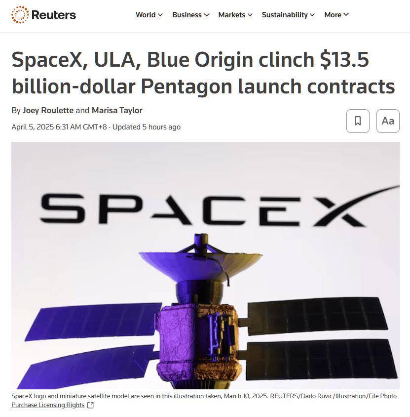 美太空军135亿火箭发射大单，SpaceX、蓝色起源与ULA瓜分_任务_获得了_五角大楼
